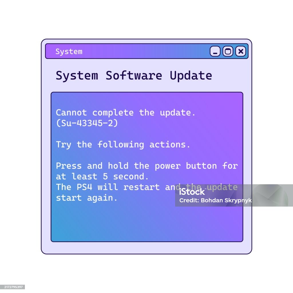 System Software Update Window With Information Old Error Message On