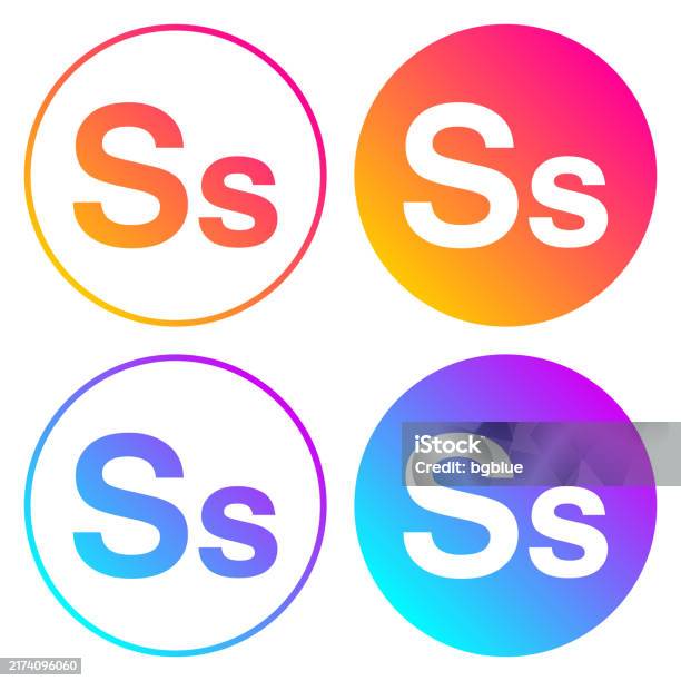Letter S Uppercase And Lowercase Round Icons With Color Gradients Stock