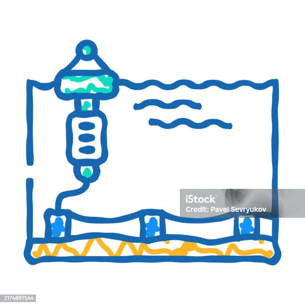 Floating Platform Tidal Power Icon Doodle Illustration Stock