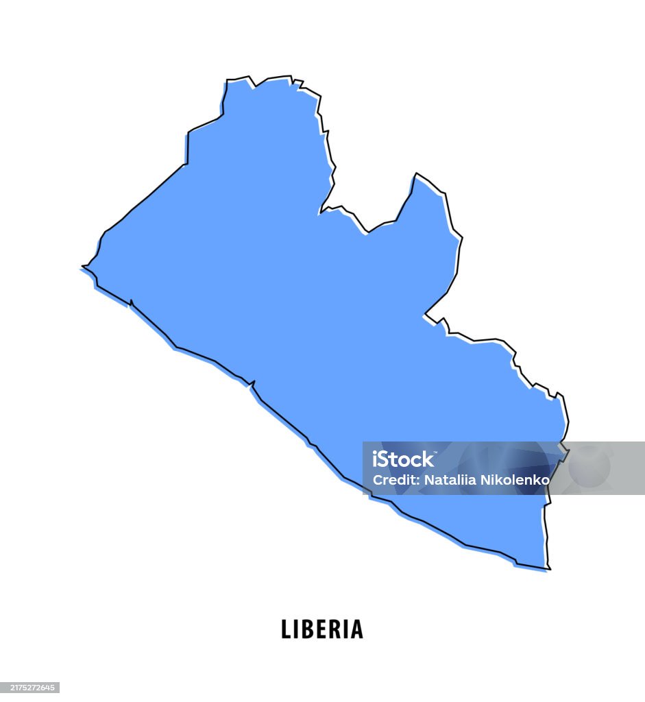 Liberia Blue Sketch Map Stylized Simple Outline Map Icon Stock