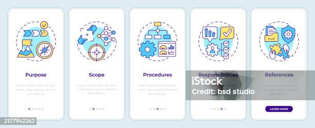 Sop Key Components Onboarding Mobile App Screen Stock Illustration