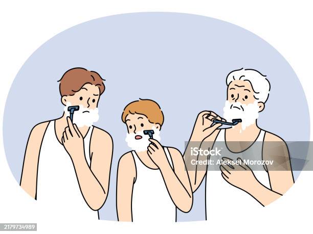 Men Different Generations Shave Together Demonstrating Continuity Of ... Men Different Generations Shave Together Demonstrating Continuity Of ...