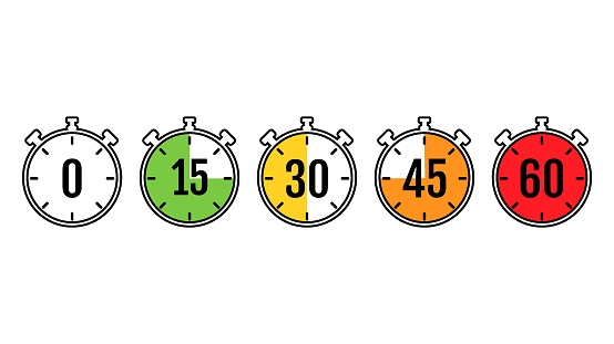 Set Of Timer Stopwatch With Different Colors Icons Countdown Timer