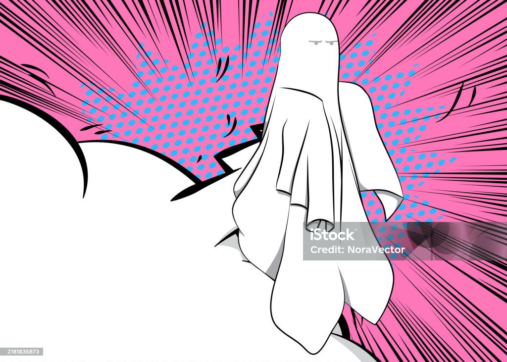 Cartoon Ghost Comic Book Paranormal Entity Retro Vector Comics Pop Art
