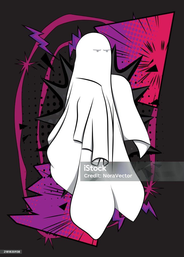 Cartoon Ghost Comic Book Paranormal Entity Retro Vector Comics Pop Art