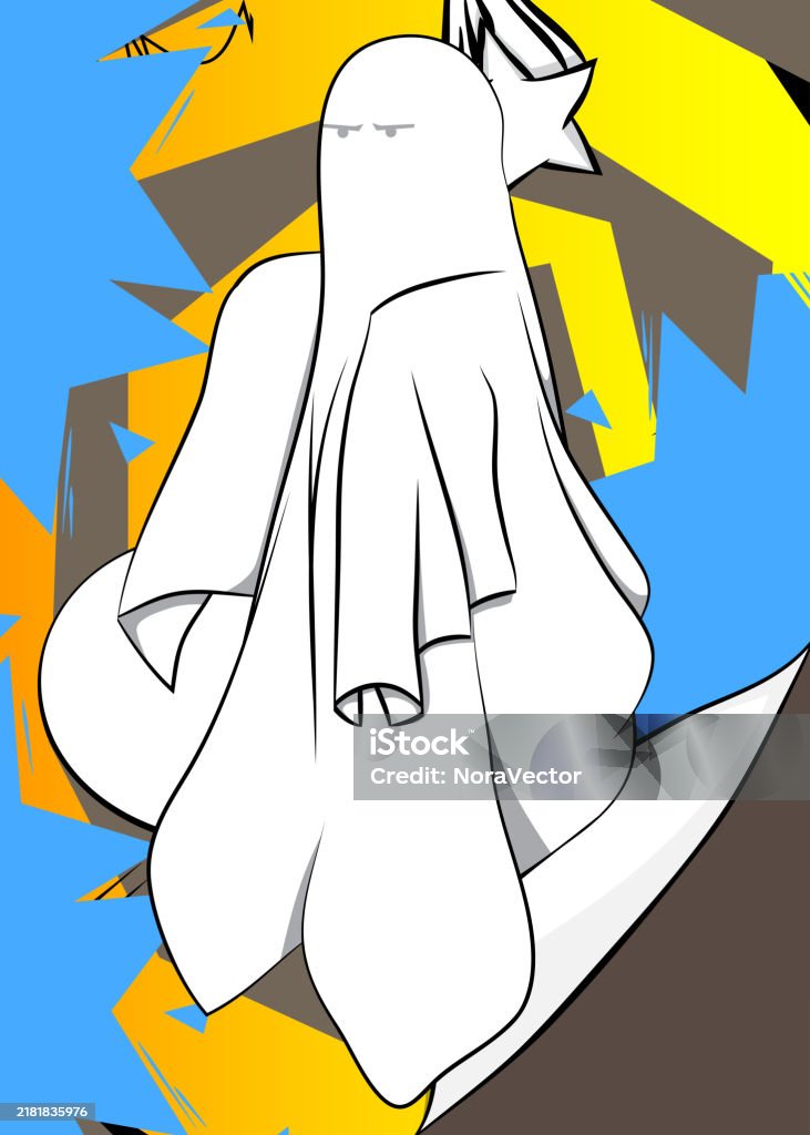 Cartoon Ghost Comic Book Paranormal Entity Retro Vector Comics Pop Art