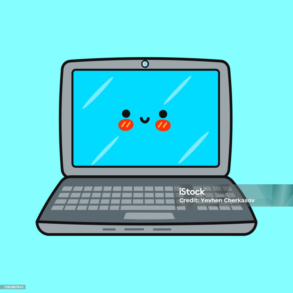 Cute Cartoon Laptop Character Stock Illustration Download Image Now