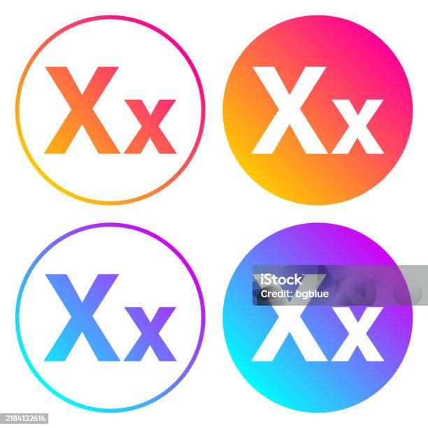 Letter X Uppercase And Lowercase Round Icons With Color Gradients Stock