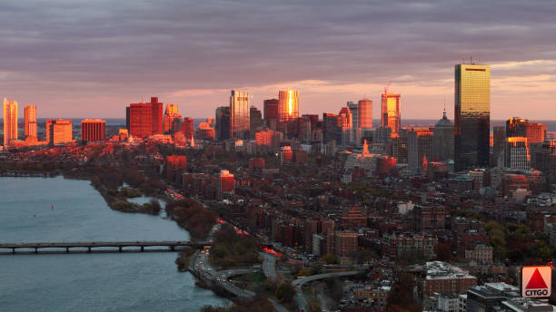 Boston Skyline Wallpaper Sunset