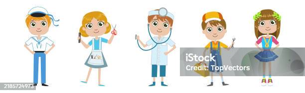 Kids In Professional Wear Demonstrate Different Job Vector Set Stock ... Kids In Professional Wear Demonstrate Different Job Vector Set Stock ...