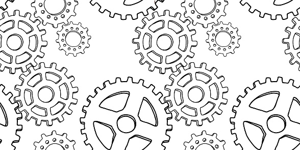Seamless Pattern Of Outlines Gear Wheels Vector Hand Drawn Background ... Seamless Pattern Of Outlines Gear Wheels Vector Hand Drawn Background ...