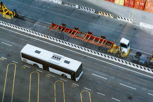 Free Stock Photo of Aerial view of buses in a parking lot | Download ...