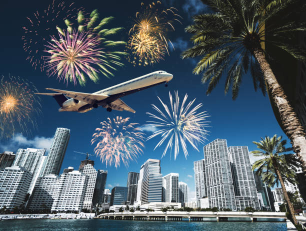 Free Stock Photo of A jet flying in the sky with fireworks | Download ...