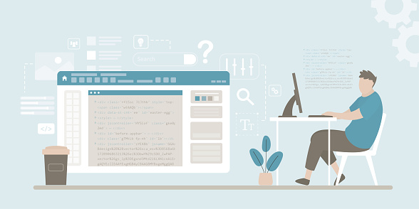 Software Backend Development Work Process With Program Code Programmer