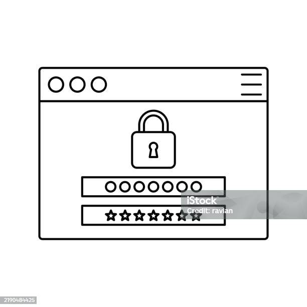 Website Security Key Outline Icon With Black Color Palette In Outline