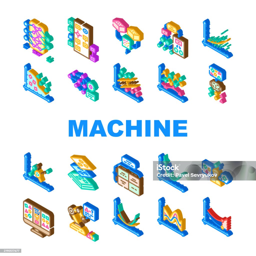 Machine Learning Algorithm Model Icons Set Vector Stock Illustration Download Image Now