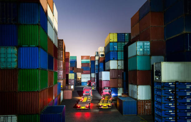 Free Stock Photo of Shipping containers stacked at a cargo terminal ...