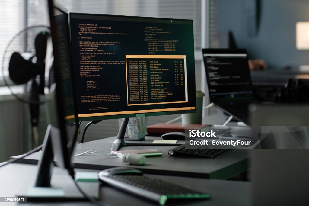 Screen Displaying Lines Of Code Of Computer On Programmers Workstation