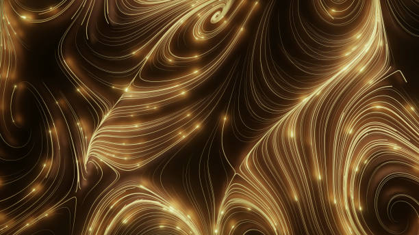 Free picture: Golden glow distorted shape abstract curve plasma graphic