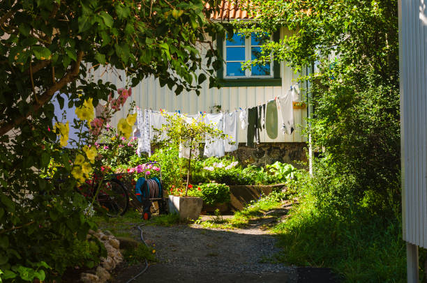 Rustic Courtyard with Laundry Drying in Sunlight | Free Stock Image ...