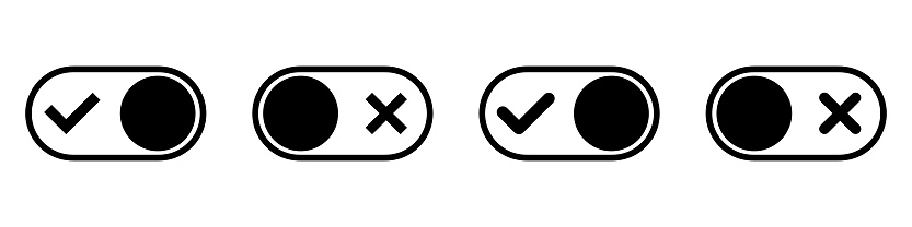 On And Off Toggle Switch Button Icons Set Setting Control Toggle On Off Switch Buttons Stok