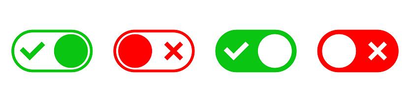 On And Off Toggle Switch Button Icons Set Setting Control Toggle On Off Switch Buttons Stok