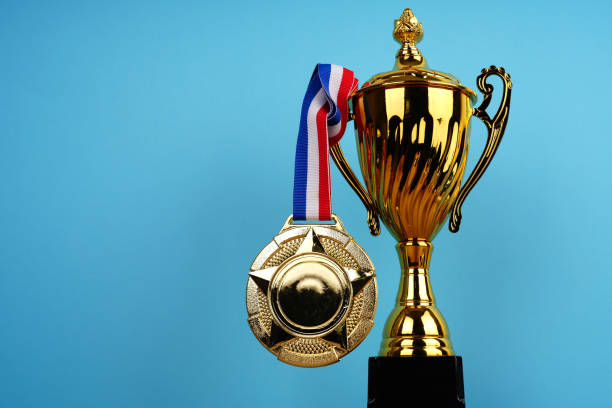 Free picture: A platinum trophy with a gold medal on it, a valuable ...