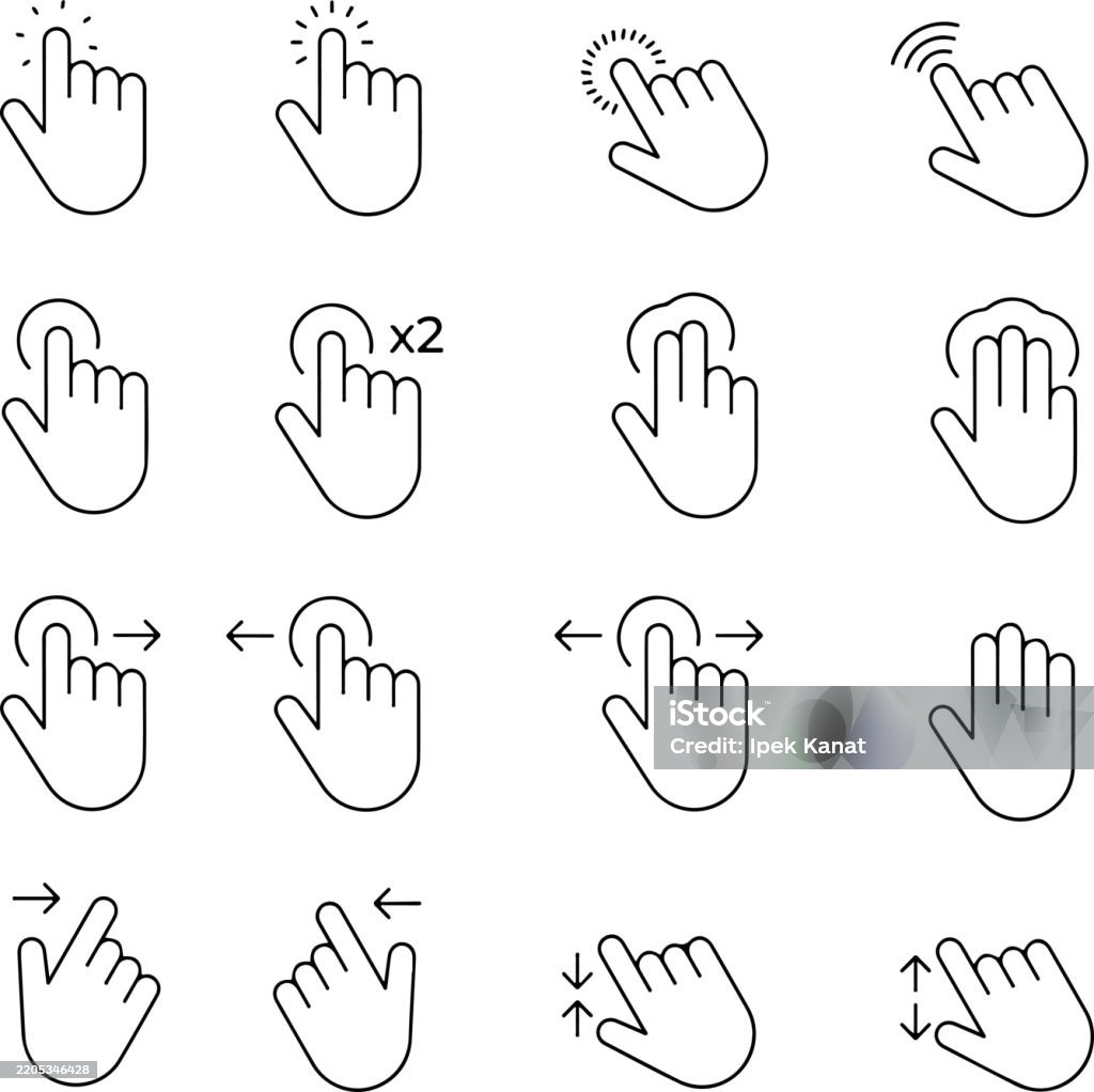 Icon Set Of Mice Mouse Pointer Cursor Pointers Hand Click Mouse Arrow Cursors Symbols Thin Line