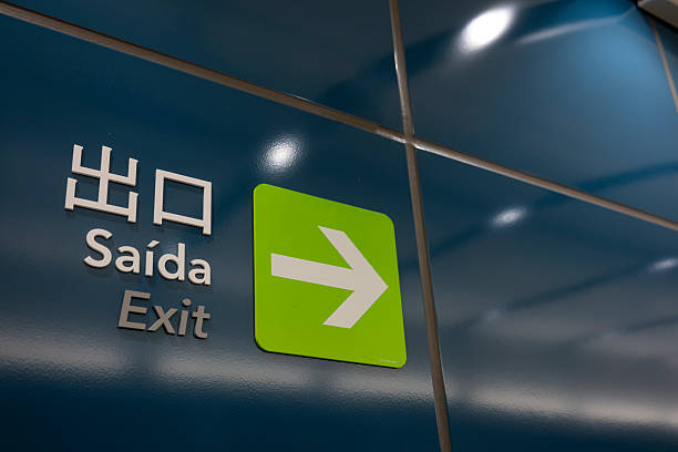 Free Stock Photo of Underground subway exit signs with dark modern ...