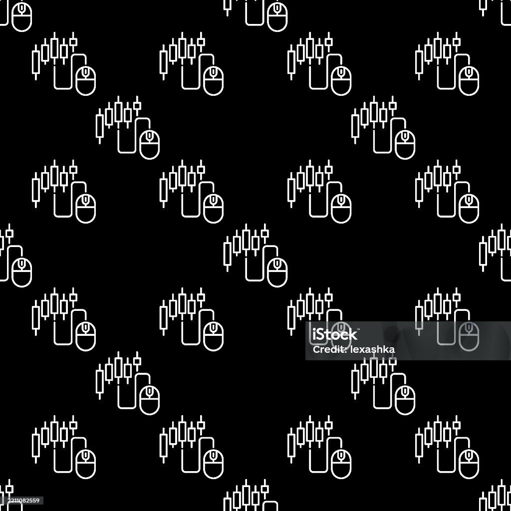 Candlestick Chart With Computer Mouse Vector Seamless Pattern In