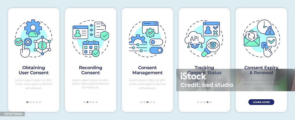 Consent Lifecycle Management Onboarding Mobile App Screen Stock Illustration Download Image