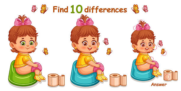 Little girl sitting on toilet Clipart Vector PNG , SVG, EPS, PSD, AI
