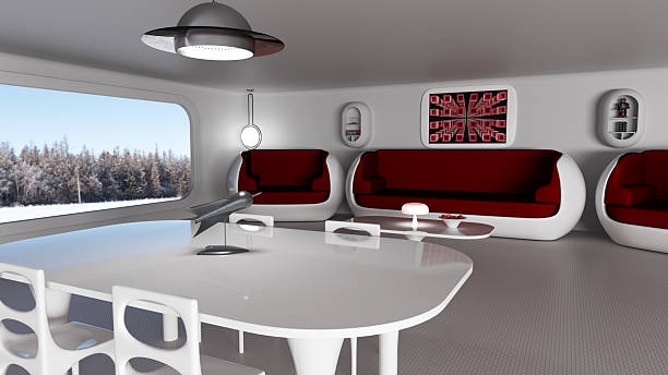 Free picture: Inside modern living room on space shuttle in universe