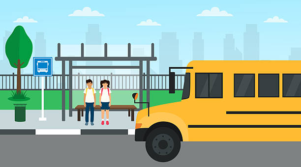 School bus stop Clipart Vector PNG , SVG, EPS, PSD, AI