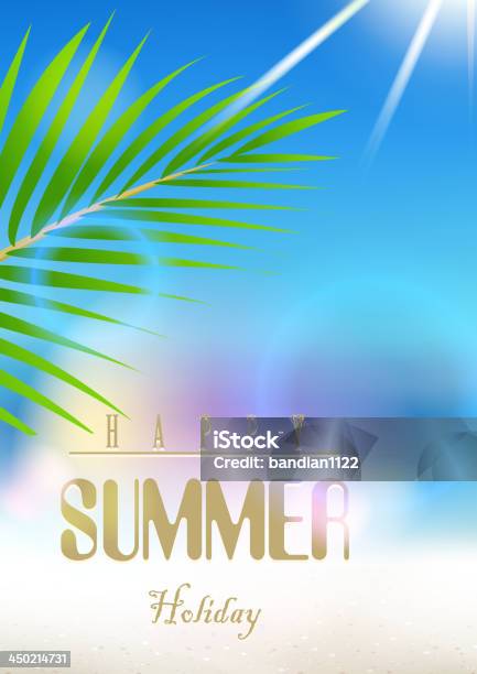 Summer Holidays Vector Background With Sand Beach And Palm Tree向量圖形及更多光