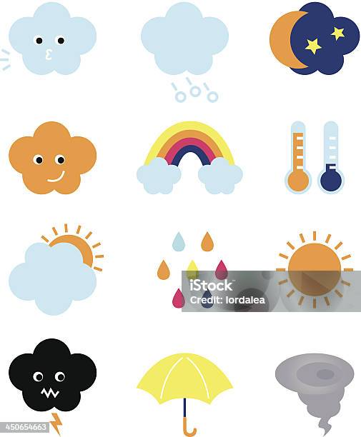 Weather Cast Cute Elements Set Isolated On White向量圖形及更多氣象學圖片 氣象學 剪裁圖