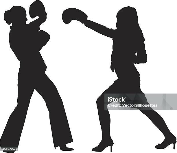 Businesswomen 권투 실루엣 권투 스포츠에 대한 스톡 벡터 아트 및 기타 이미지 권투 스포츠 여자 여자만