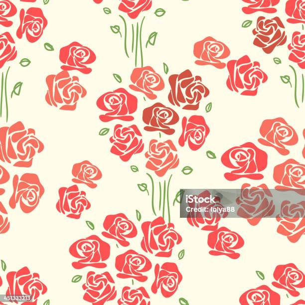 Seamless Retro Background With Roses向量圖形及更多夏天圖片 夏天 大自然 安排 Istock