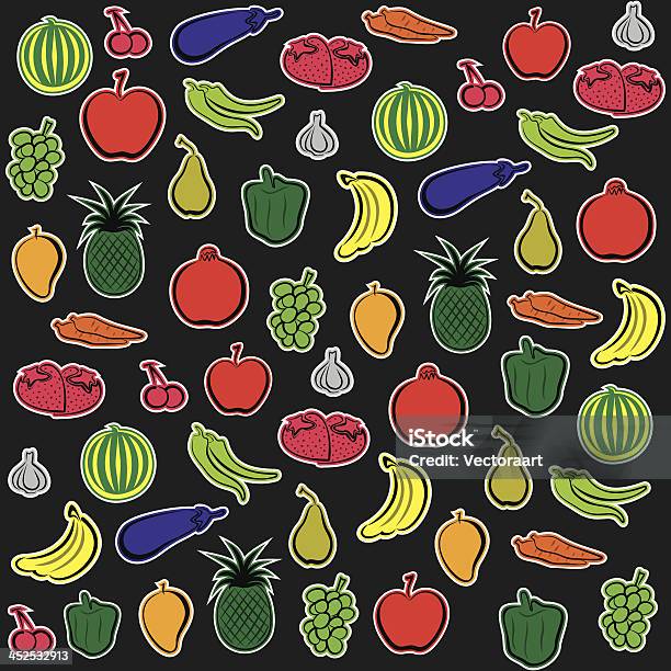 Fruit And Vegetable Pattern向量圖形及更多剪裁圖圖片 剪裁圖 創作性 加侖子 Istock