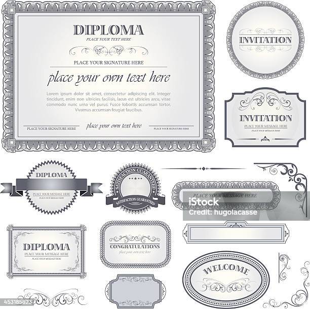 Diploma Template With Additional Design Elements向量圖形及更多有邊框的圖片 有邊框的