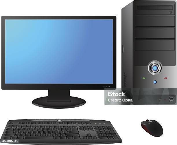 Computer Case With Monitor Keyboard And Mouse向量圖形及更多電腦鍵盤圖片 電腦鍵盤 個人電腦