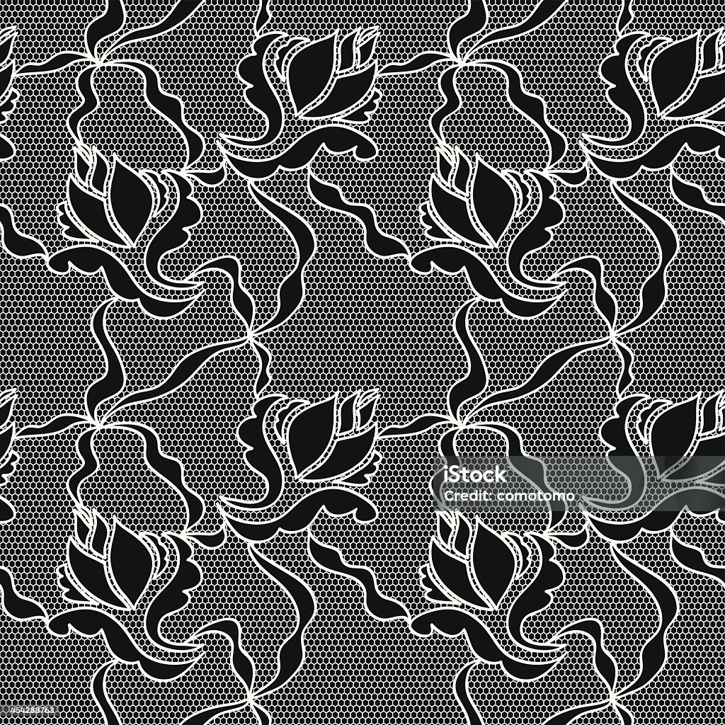 Black Lace Vector Fabric Seamless Pattern Stock Illustration Download Image Now Backgrounds