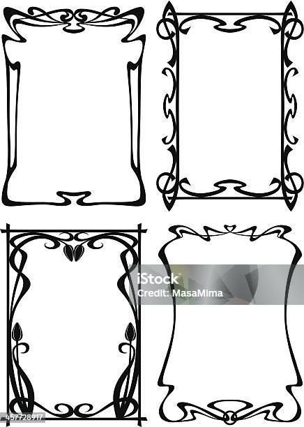 Set Of Vintage Frames向量圖形及更多新藝術主義圖片 新藝術主義 有邊框的 矢量圖 Istock