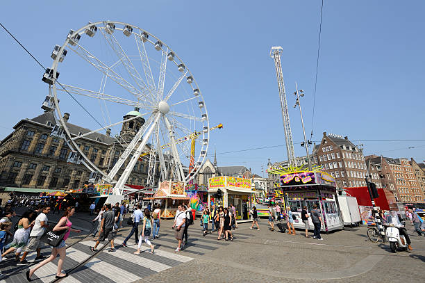 Free Stock Photo of Busy Carnival With Ferris Wheel and Checkered Flag ...