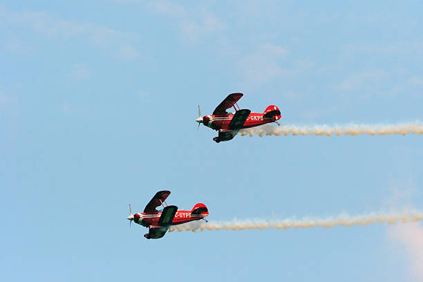Free Stock Photo of Two Red and White Jets Flying in the Sky | Download ...