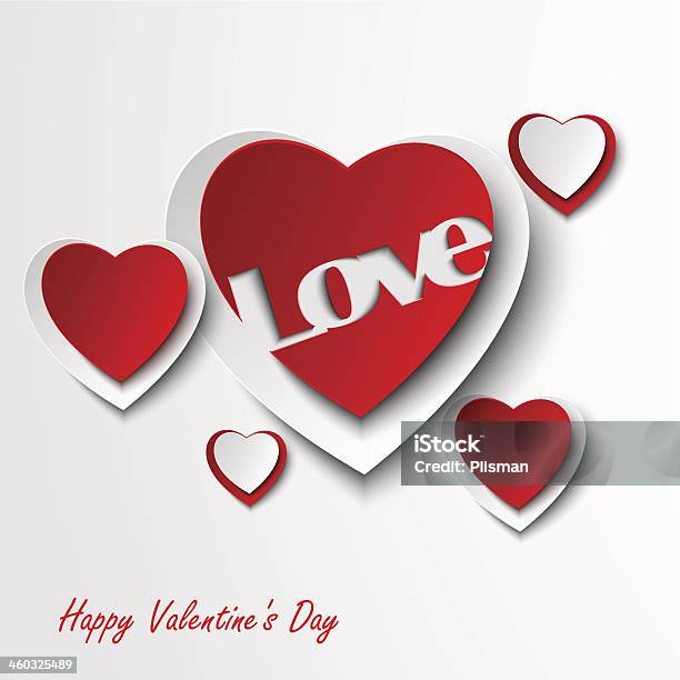 Kartu Valentine Dengan Hati Merah Ilustrasi Stok Unduh Gambar