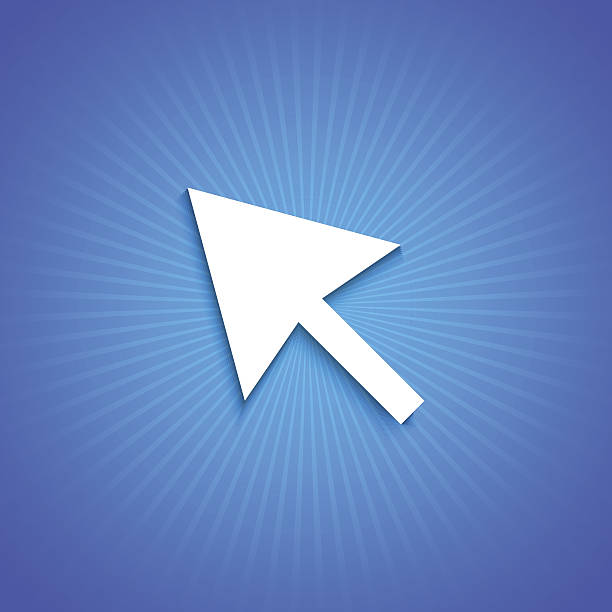 80 White Pixelated Computer Arrow Cursor Icon With Shadow Stock