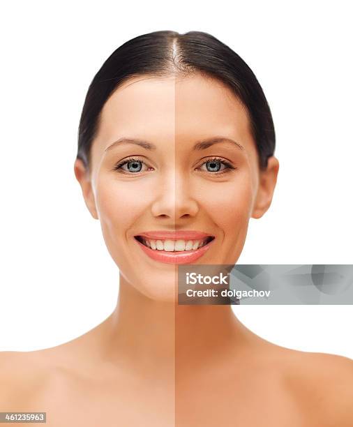 Wanita Cantik Dengan Setengah Wajah Kecokelatan Foto Stok Unduh