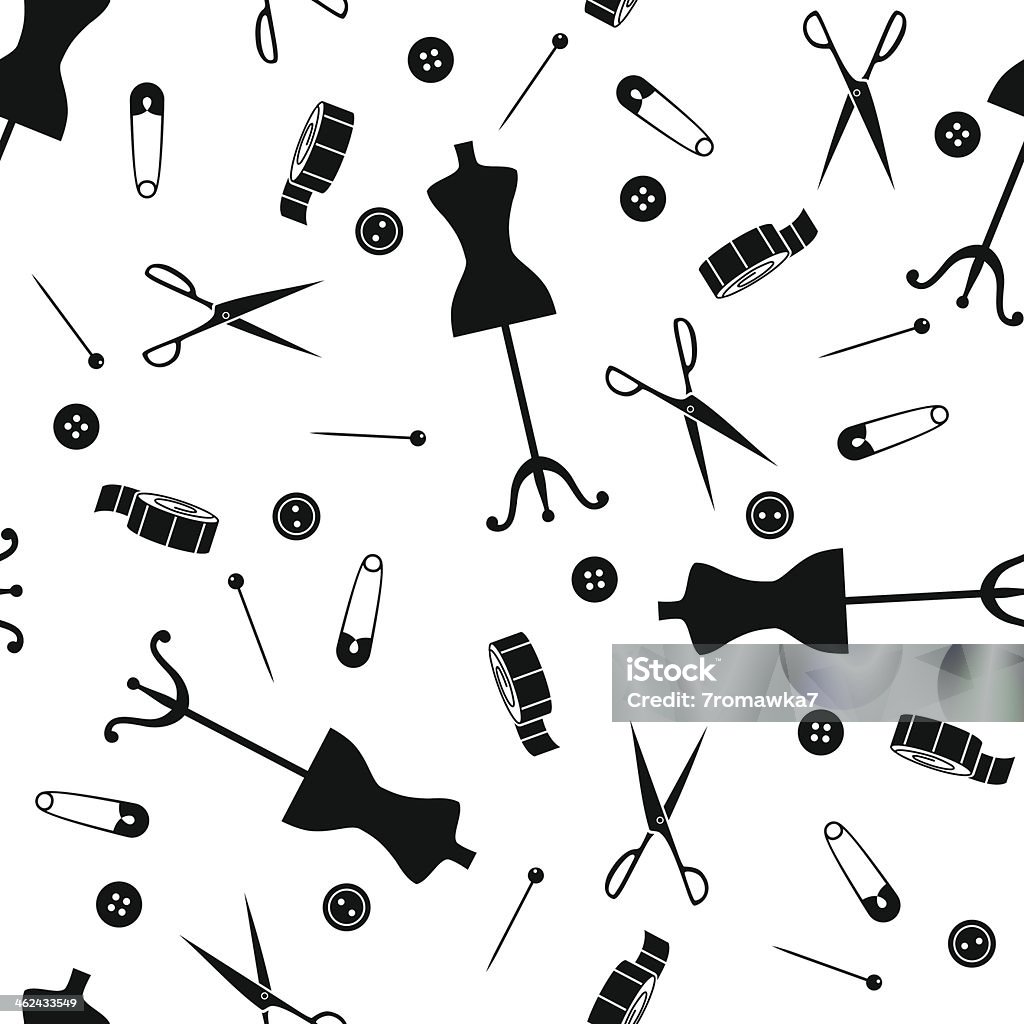 Seamless Vector Sewing Pattern向量圖形及更多大頭針圖片 大頭針 工具 工業 Istock