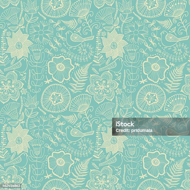 Seamless Texture With Flowers Birds And Butterflies向量圖形及更多夏天圖片 Istock